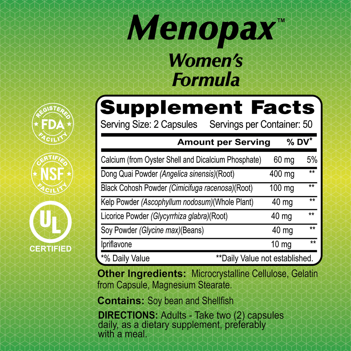 Menopax - Nutritional Supplement - 100 capsules – Alfa Vitamins Labs