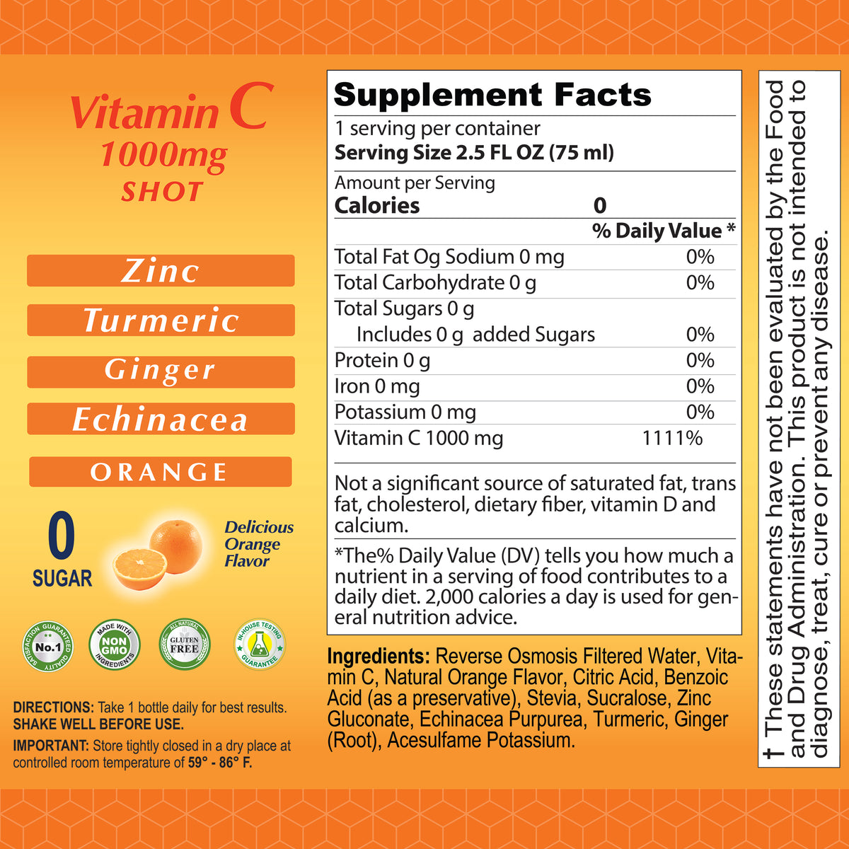 Vitamin C Shot - 1000 mg 2.5oz bottle - 20 PACK – Alfa Vitamins Labs